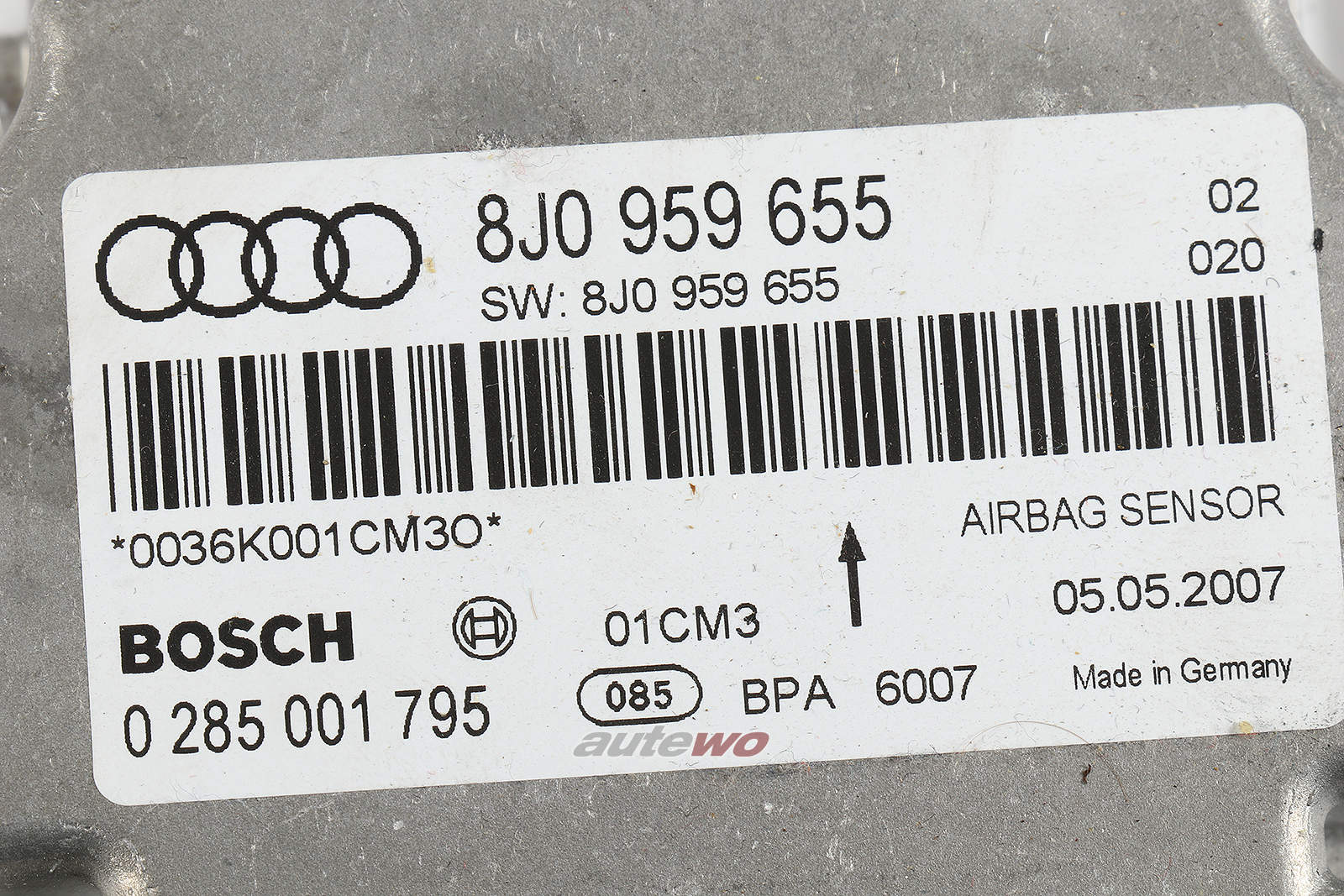 8J0959655 BOSCH 0 285 001 795 Audi TT/TTS/TTRS 8J Airbag Steuergerät ...