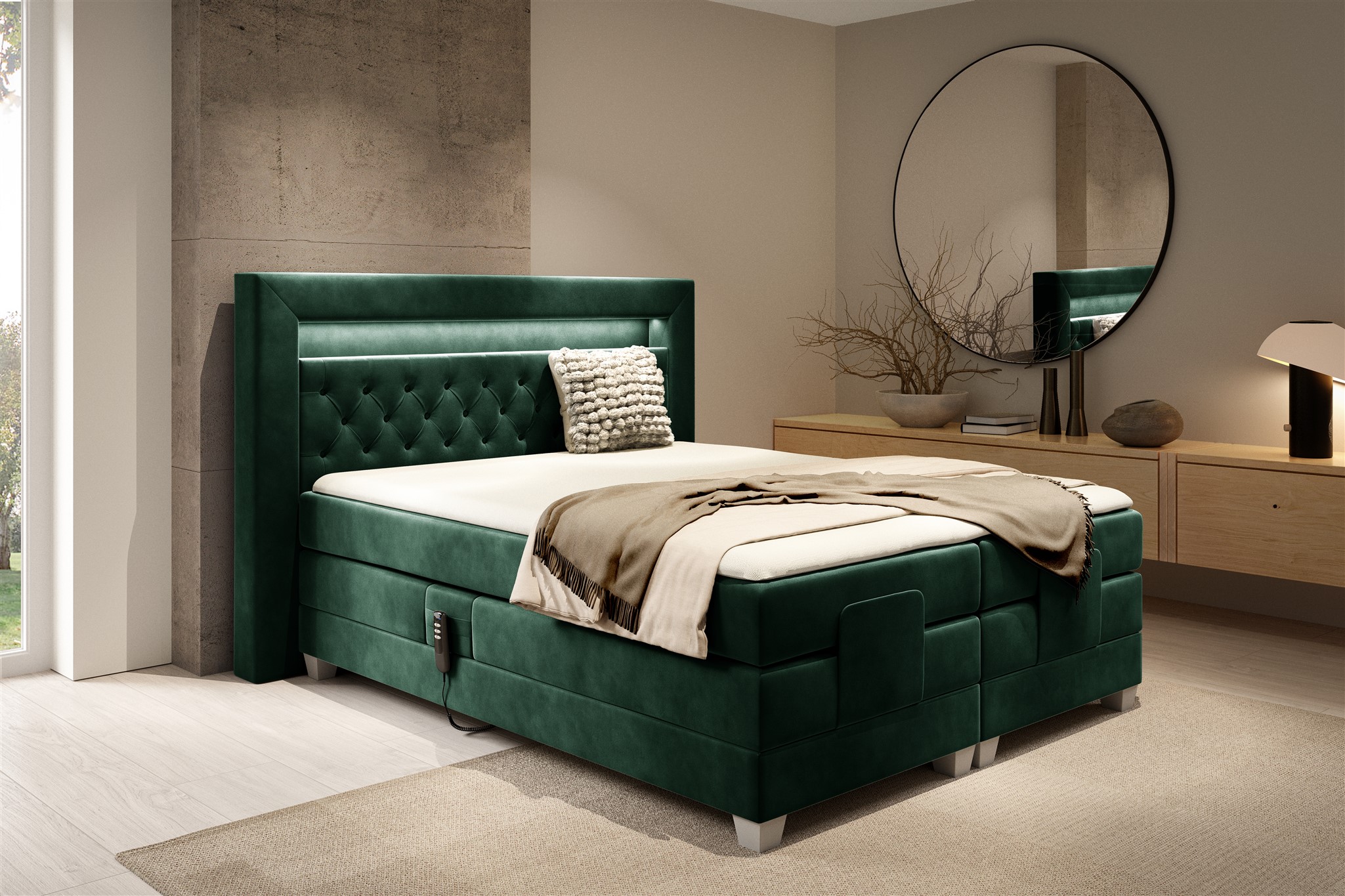 Boxspringbett Elektrisch Bett ARMANDO 140x200cm in Stoff Fresh ...