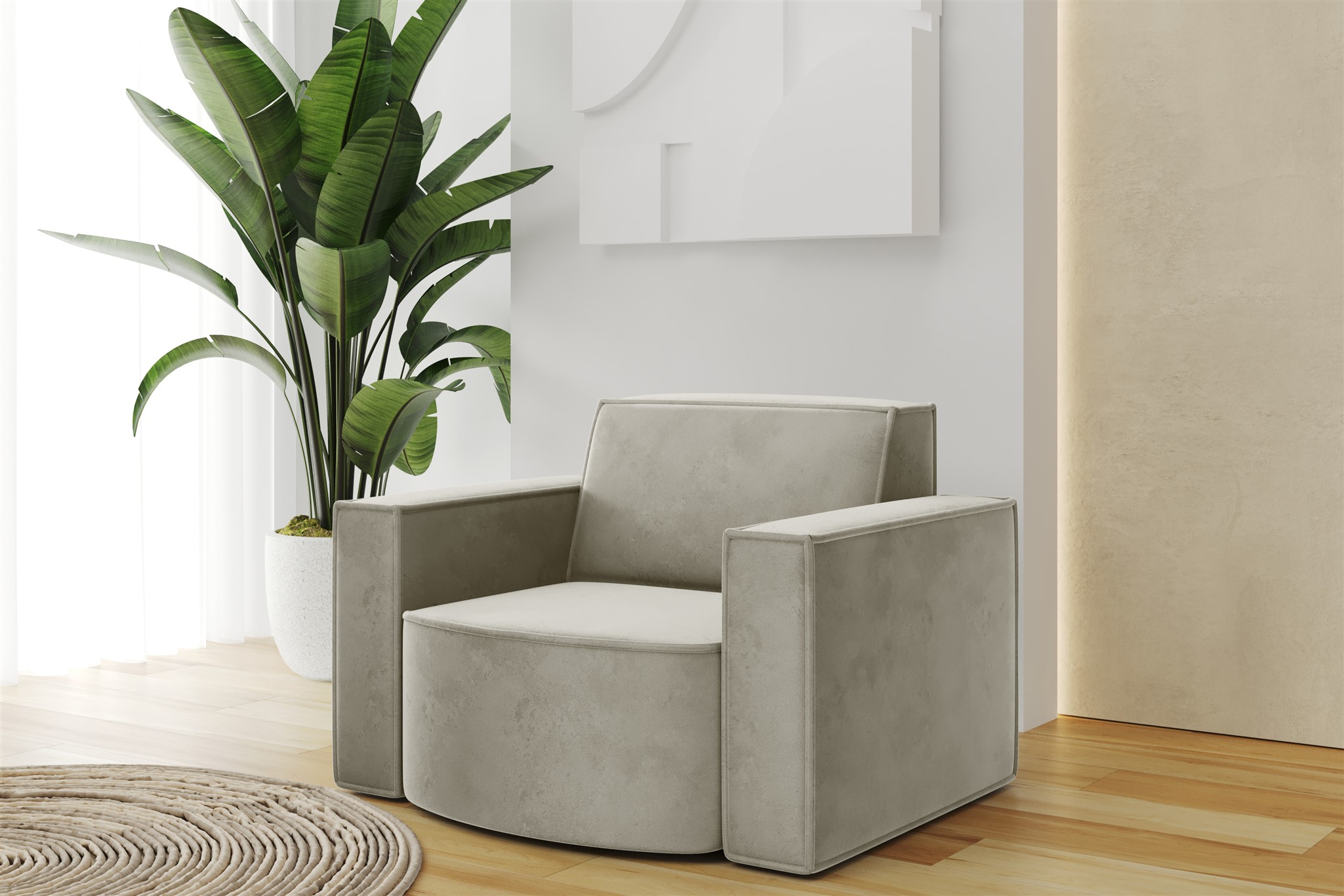 Sessel Designersessel PALMA in Stoff Opera Velvet Pearl | Polstersessel ...