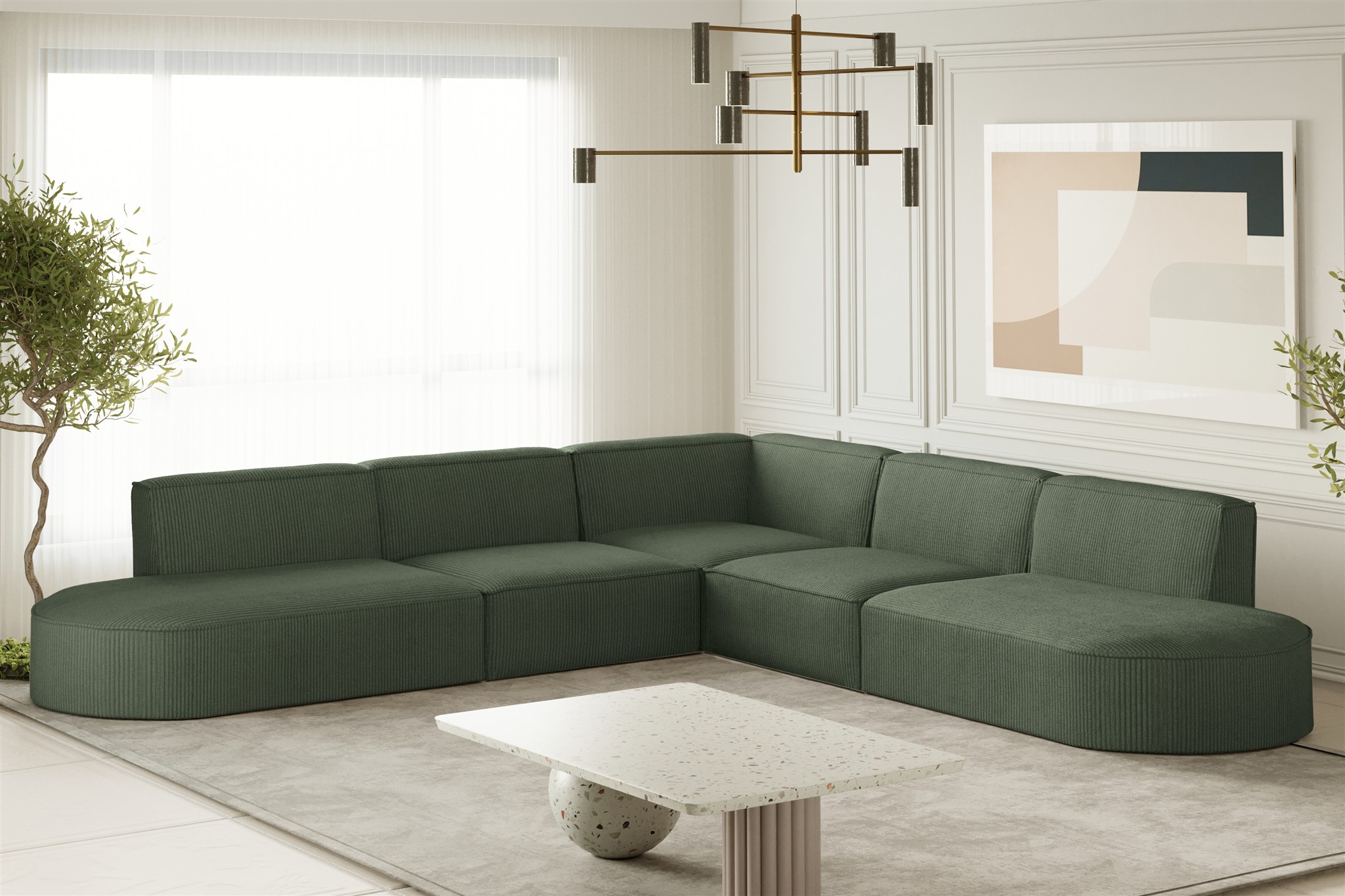 Ecksofa Designersofa PALMA Stoff Scala Forest Seite Universal | Ottomane: Universal | Ecksofas ...