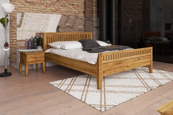 Schlafzimmerbett Bett Massivholzbett LENNES Nr.1 Eiche 80x200 cm Breite 80 cm Betten Eiche Massivholz Schlafzimmer Fun Mobel