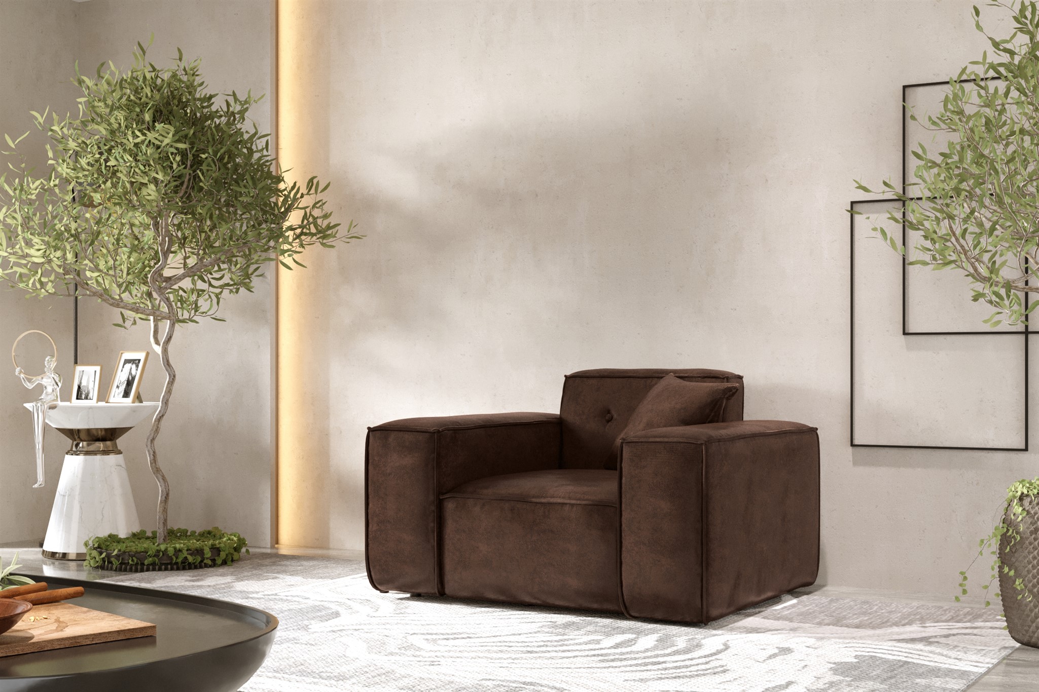 Sessel Designersessel CESINA in Stoff Gobi (Vintage Look) Dunkelbraun ...