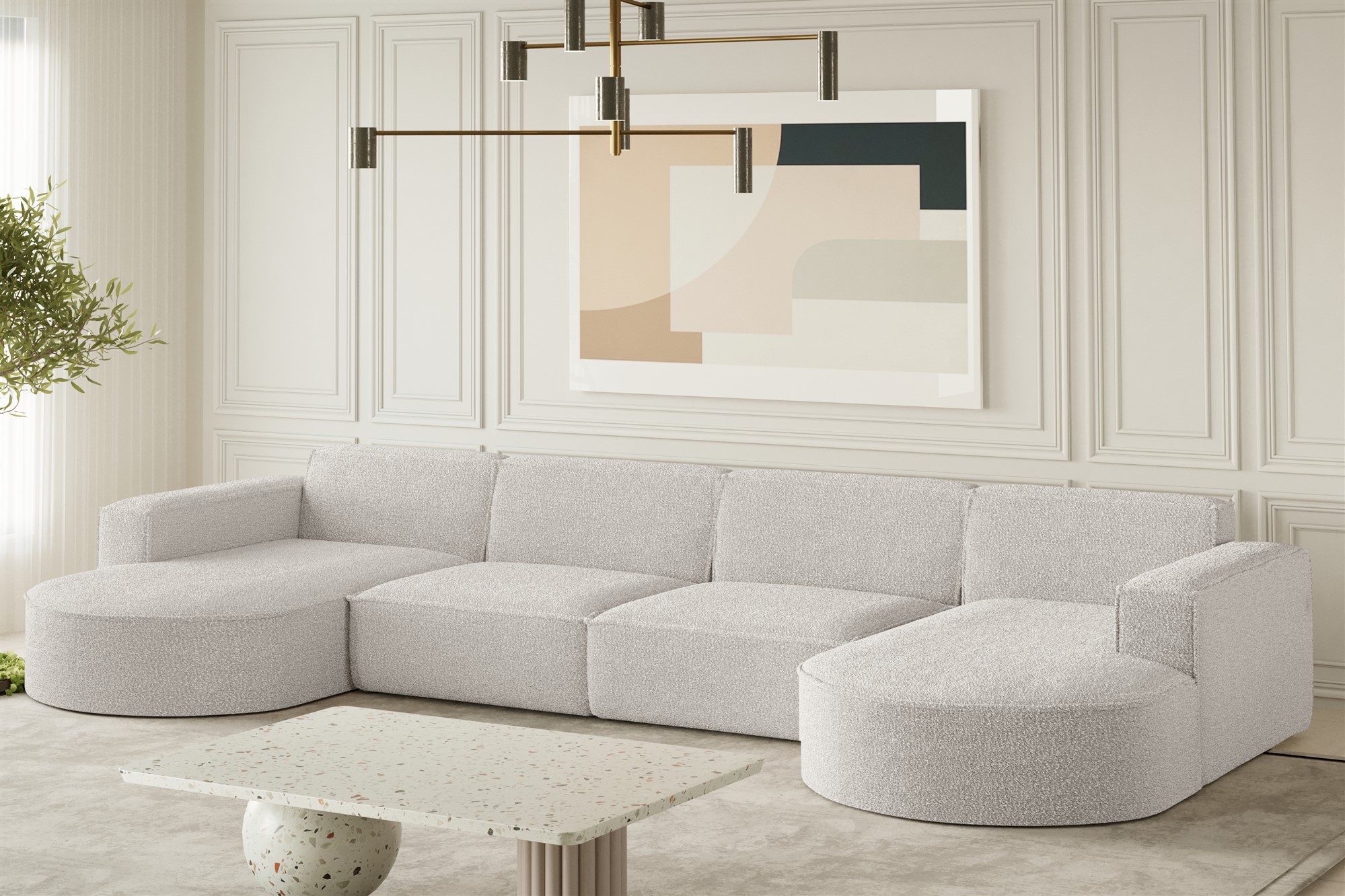 Wohnlandschaft U-Form Sofa PALMA XL in Stoff Ascot Pearl | Wohnlandschaften ohne Schlaffunktion ...
