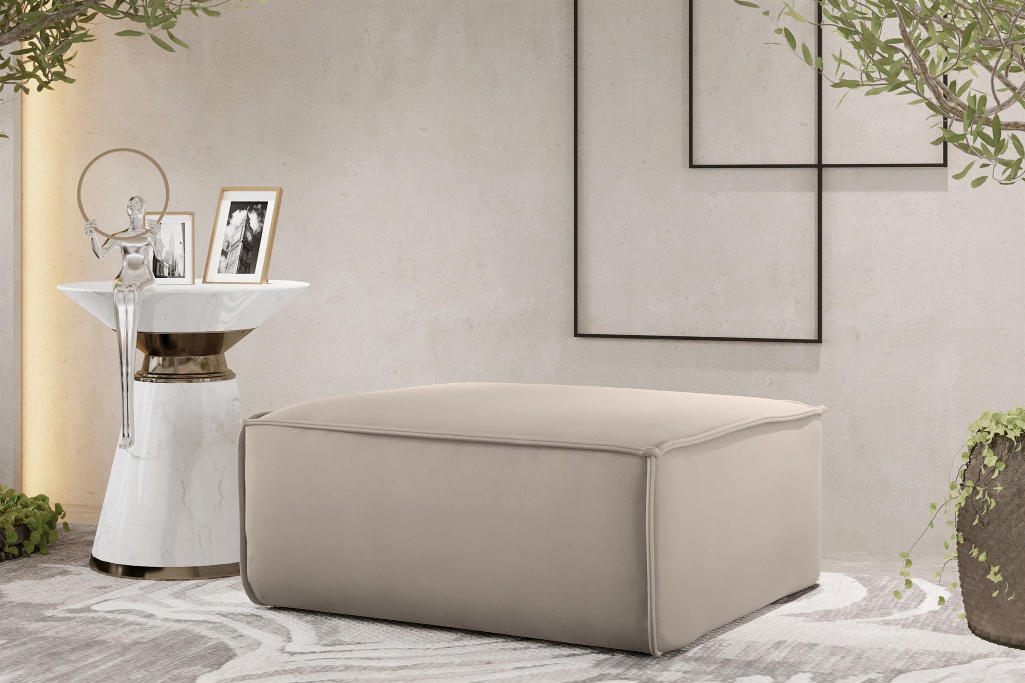 Polsterhocker Designerhocker CELES PREMIUM 105x105 cm Stoff Opera ...