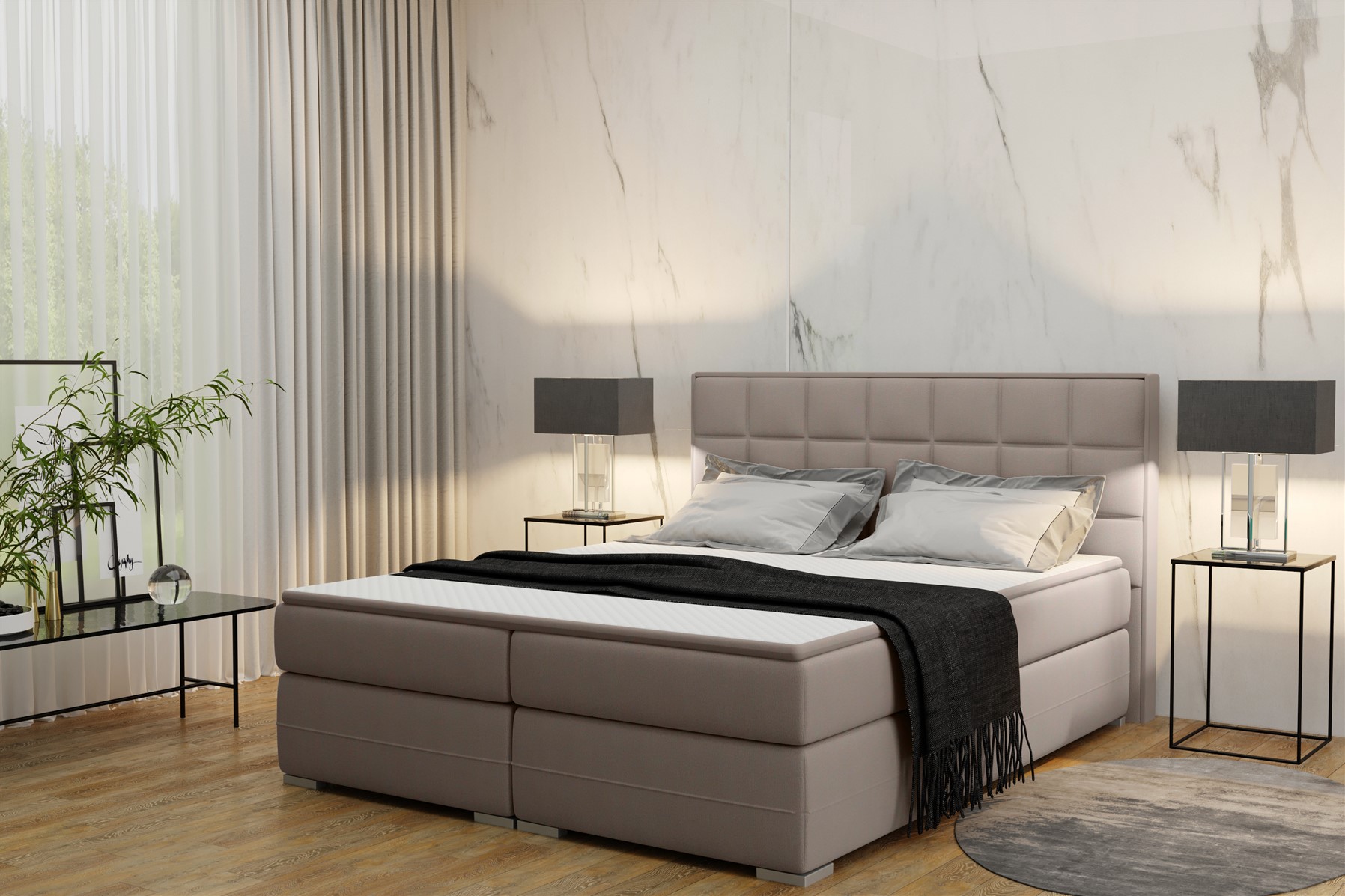 Boxspringbett PRATO Stoff Beige 120x200cm | Breite: 120 cm ...