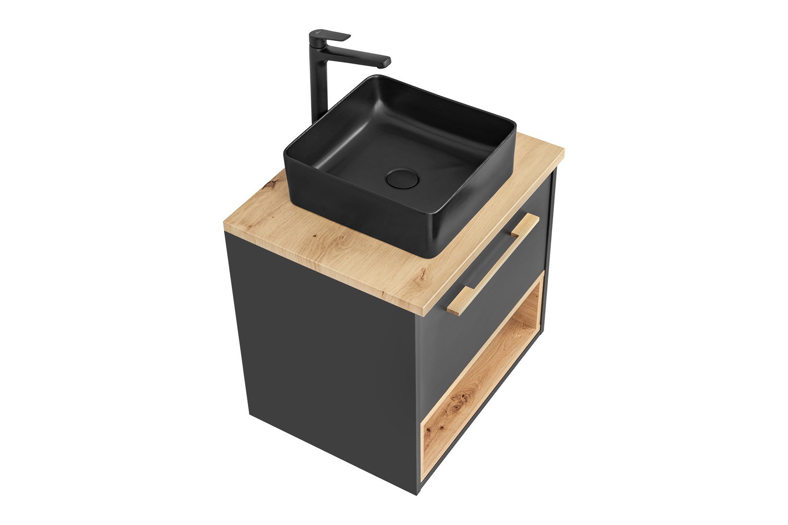 Waschbeckenunterschrank 3-tlg BURBON Graphit inkl.Aufsatzwaschtisch ...