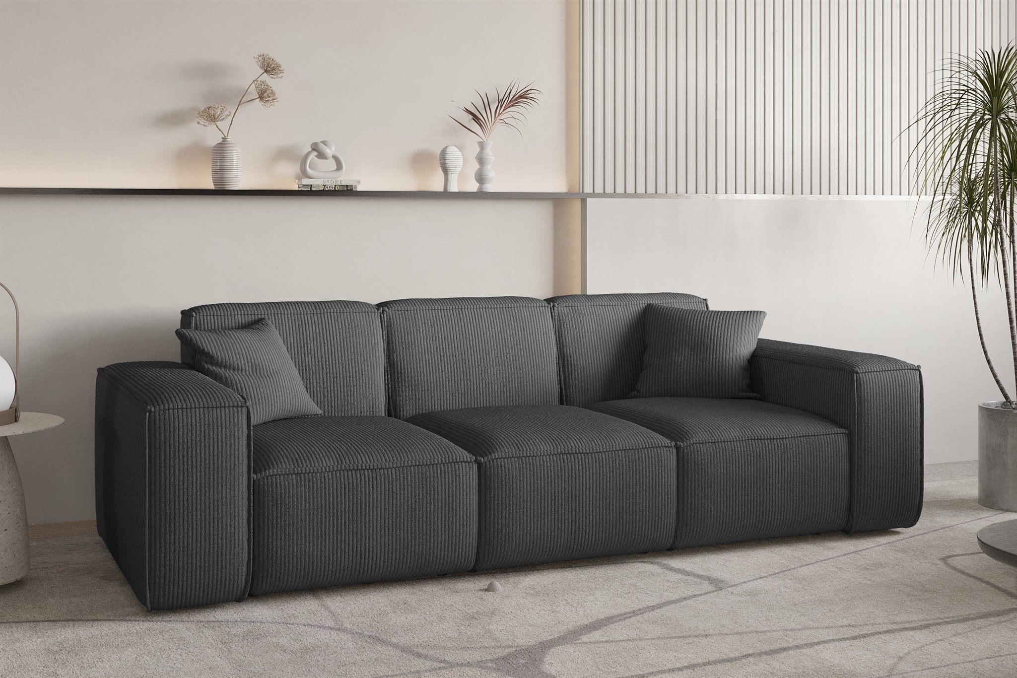 Sofa Designersofa CELES PREMIUM 3-Sitzer in Stoff Scala Anthrazit ...