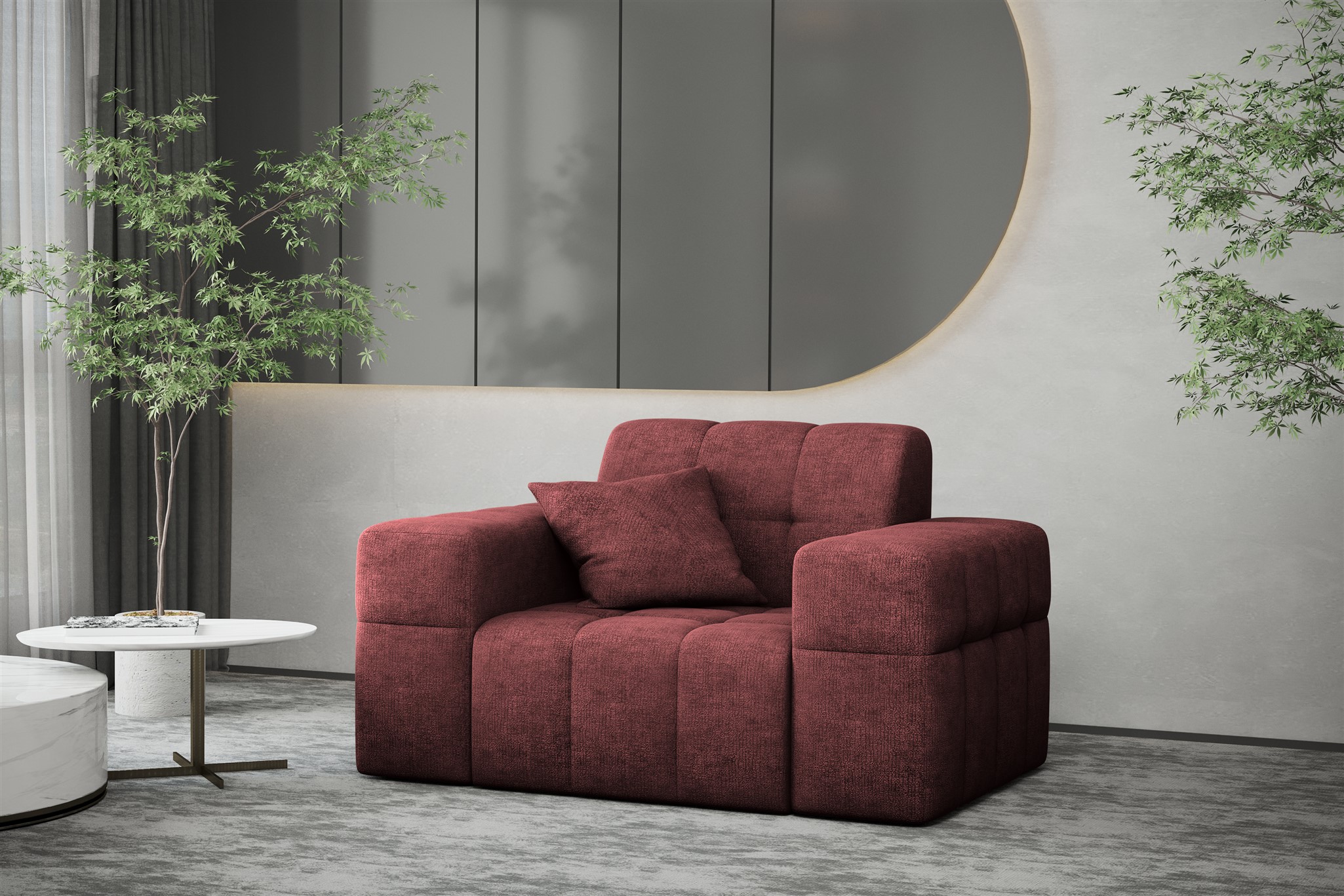 Sessel Designersessel NANCY in Stoff Perfekt Harmony Bordeauxrot ...