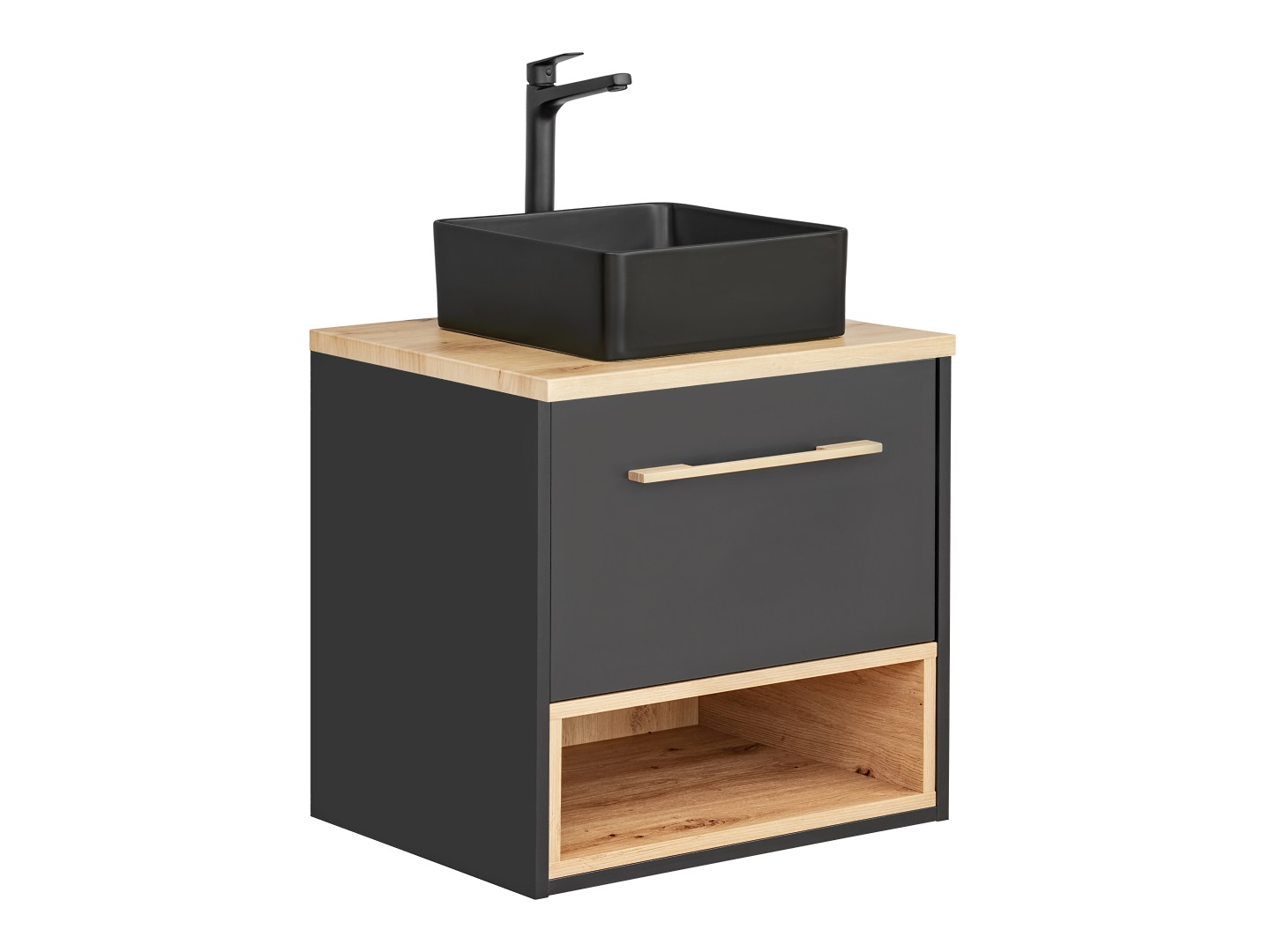 Waschbeckenunterschrank 3-tlg BURBON Graphit inkl.Aufsatzwaschtisch ...