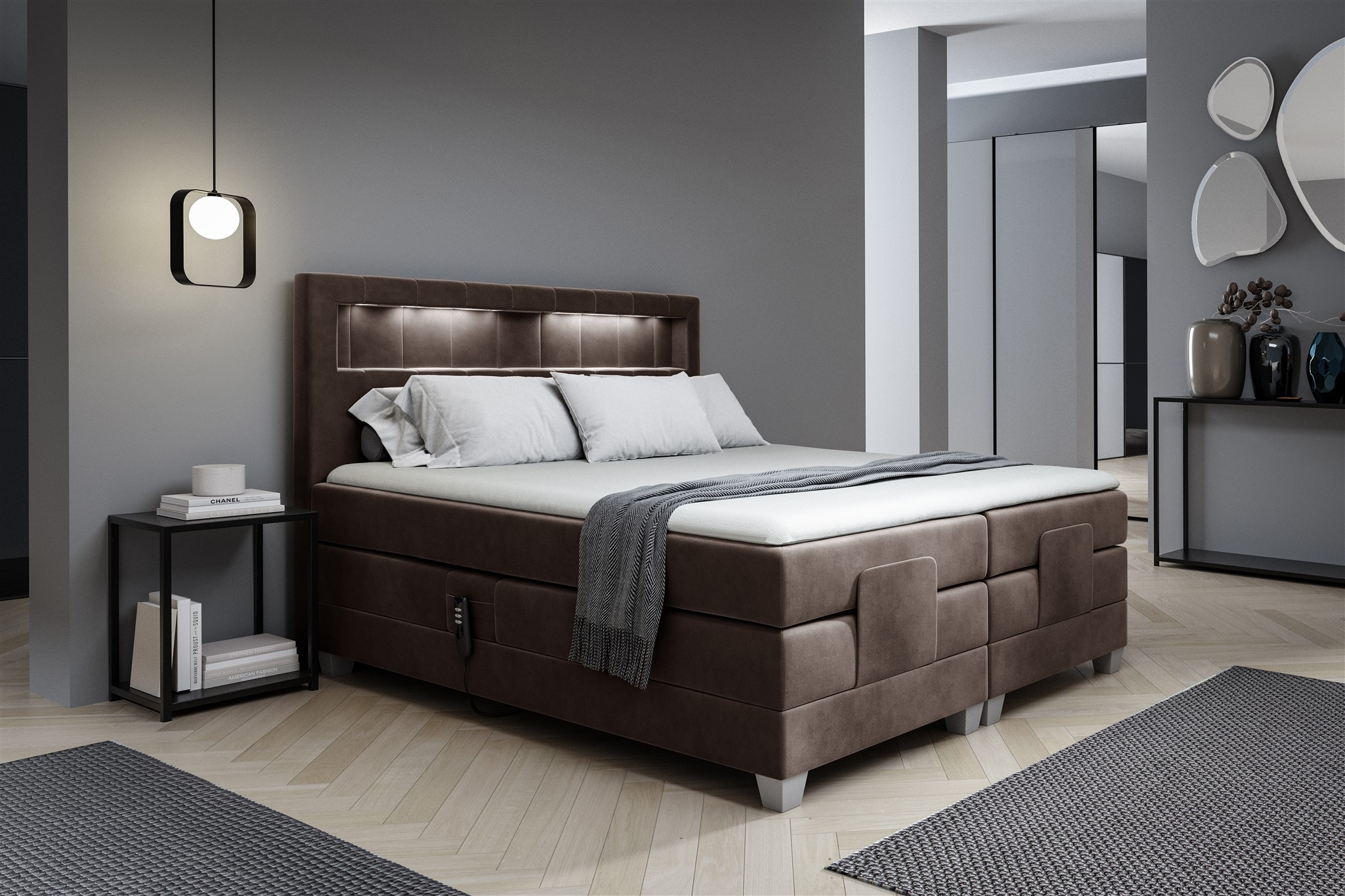 Boxspringbett Elektrisch Bett DAVIDE 180x200cm in Stoff Fresh ...