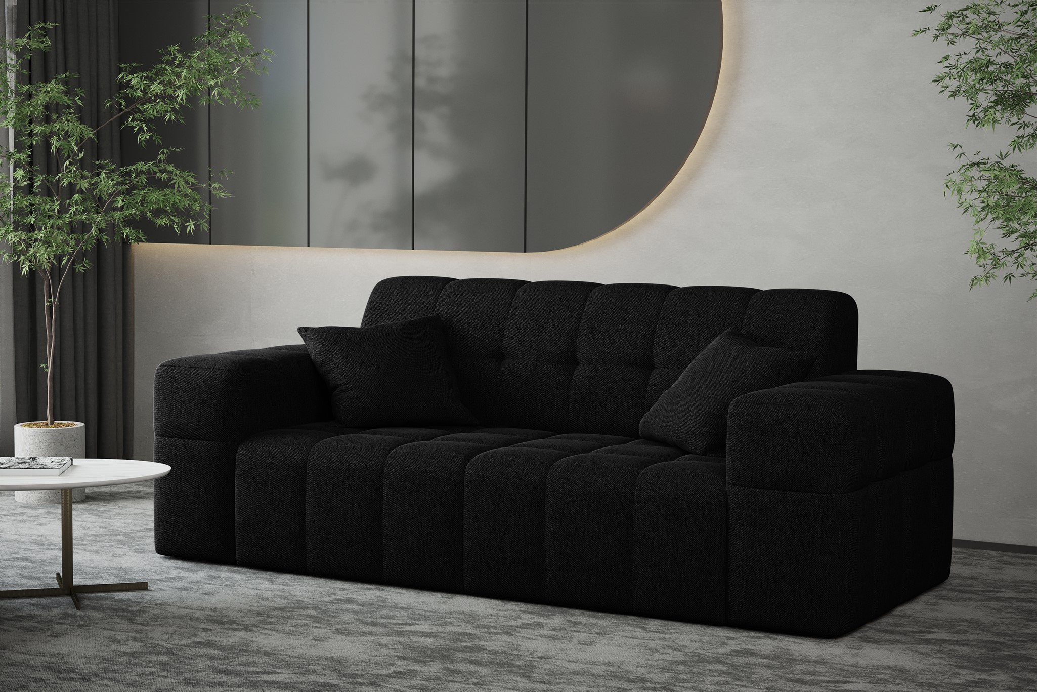 Sofa Designersofa NANCY 2-Sitzer in Stoff Neve Schwarz | Sofas (2 und 3 ...