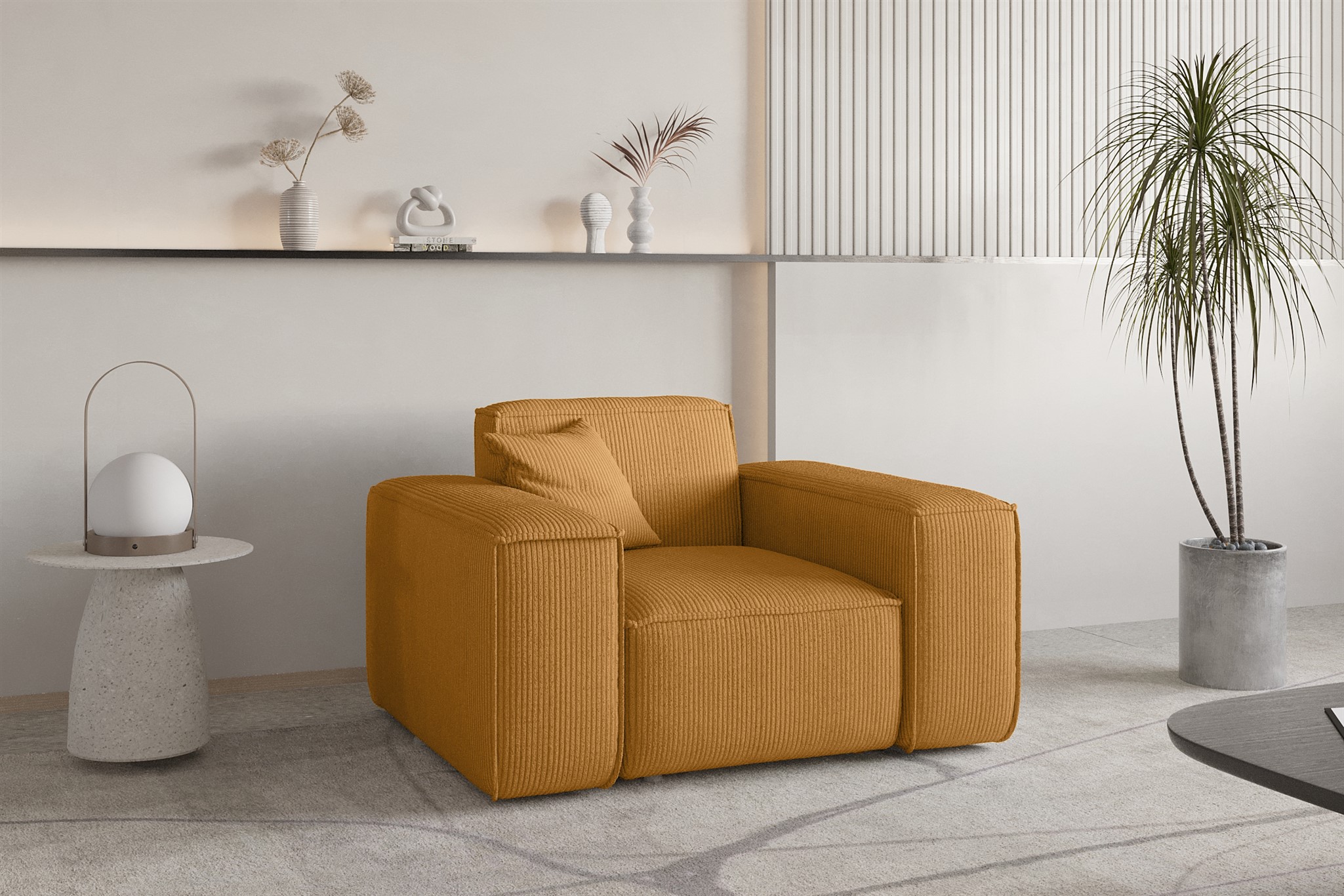 Sessel Designersessel CELES PREMIUM in Stoff Scala Senfgelb | Sessel ...