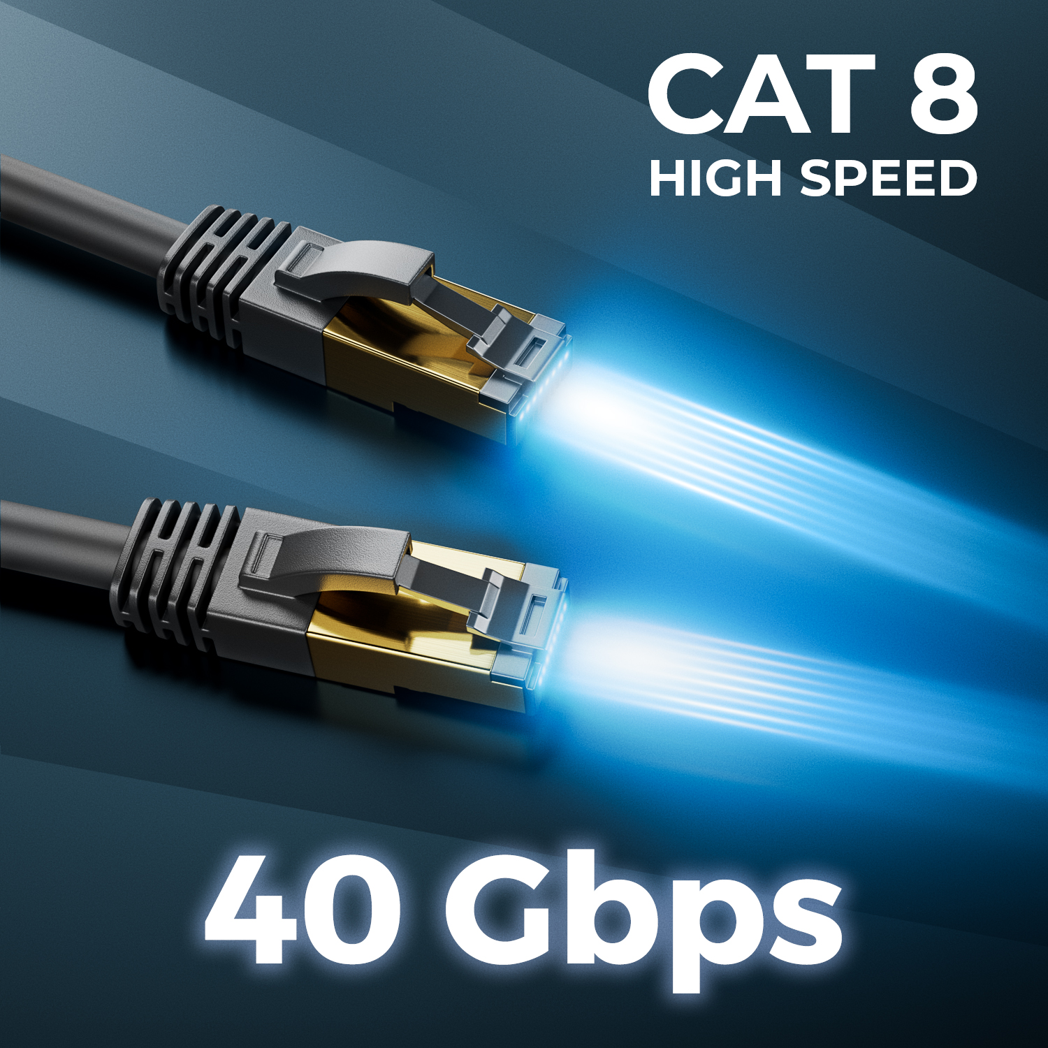 deleyCON 10m CAT8 Netzwerkkabel (40 Gbit/s, S/FTP, Kupfer, RJ45, POE ...