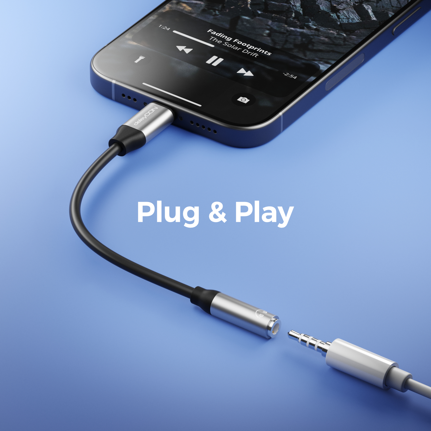 deleyCON USB-C auf 3,5mm Audio ALU Adapter (DAC, TRRS, Typ-C, Schwarz ...