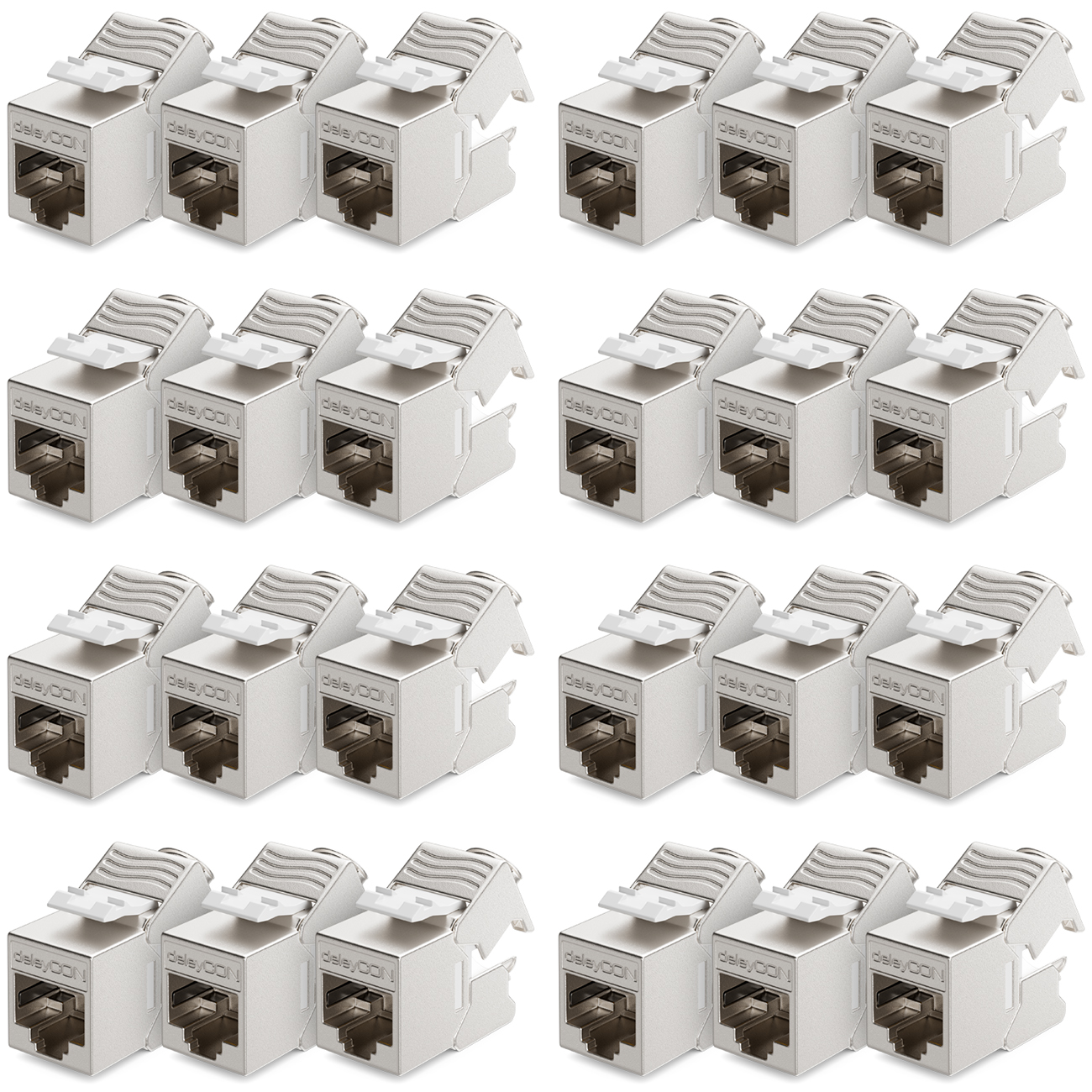 deleyCON 24x CAT6a MINI Keystone Jack Modul STP Schirmung RJ45 Buchse ...