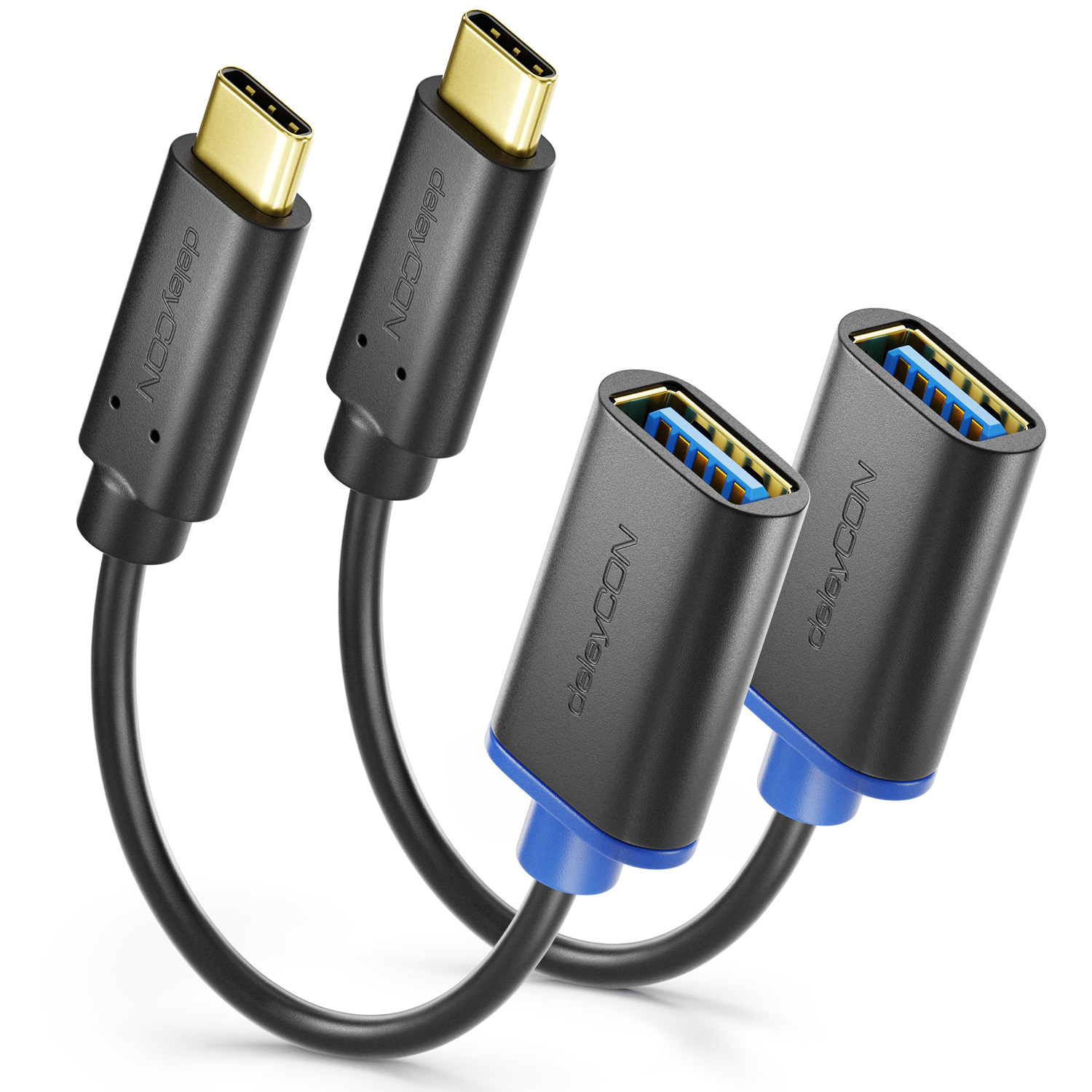 deleyCON 2x USB-C auf USB-A 3.0 OTG Adapter für iPhone 16/15, iPad ...