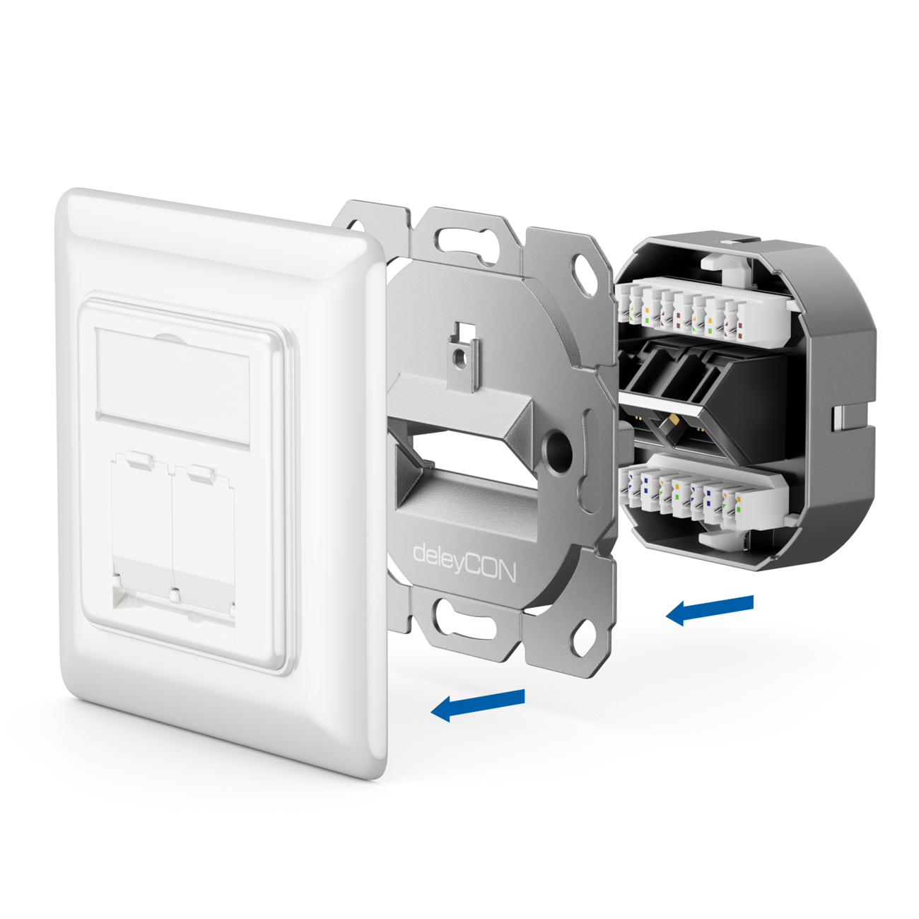 deleyCON 5x CAT6a Netzwerkdose 2x RJ45 Buchse Geschirmt Unterputz ...