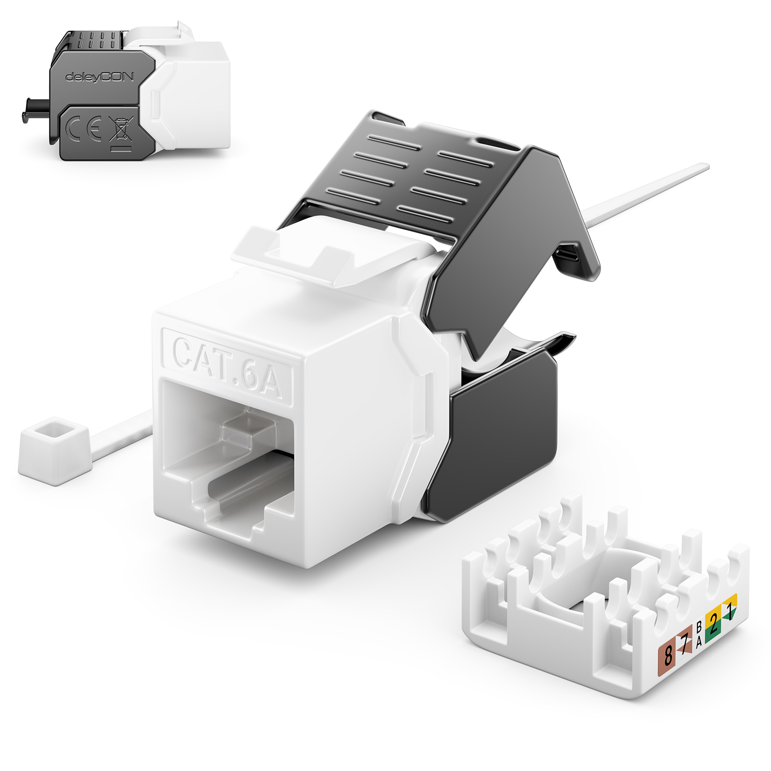 deleyCON 12x CAT6a Keystone Jack RJ45 Modul Ungeschirmt RJ45 CAT ...