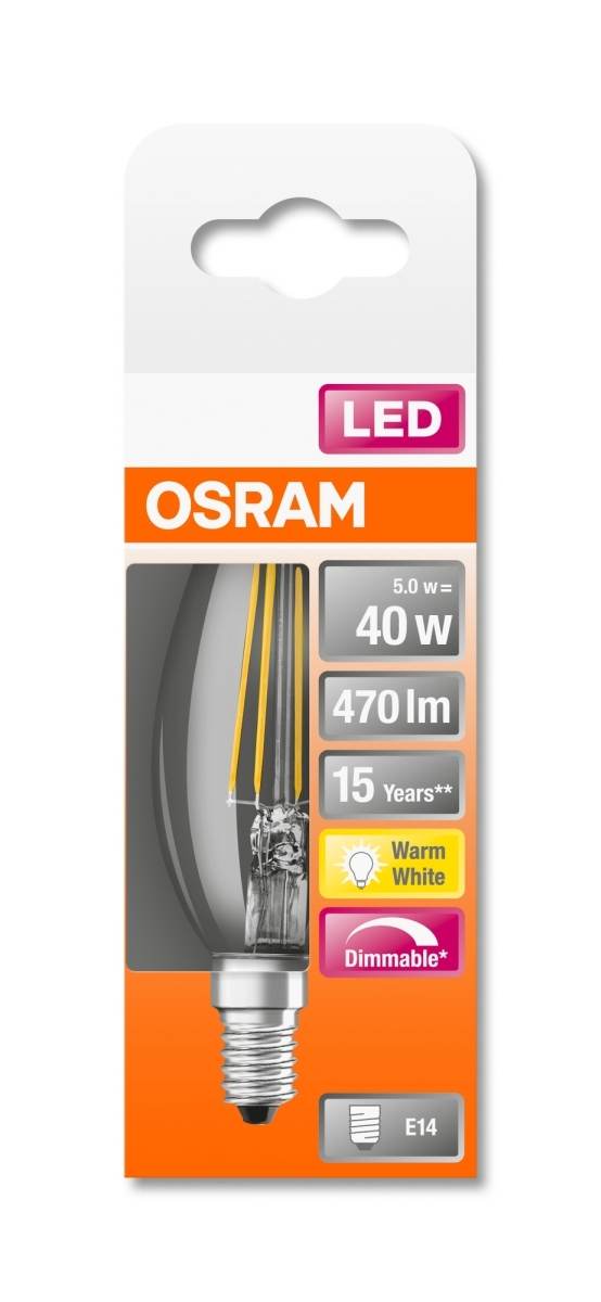 Osram LED Retrofit CLASSIC B DIM, 5W = 40W, 470 lm, E14, 300°, 2700 K | OSRAM_437043