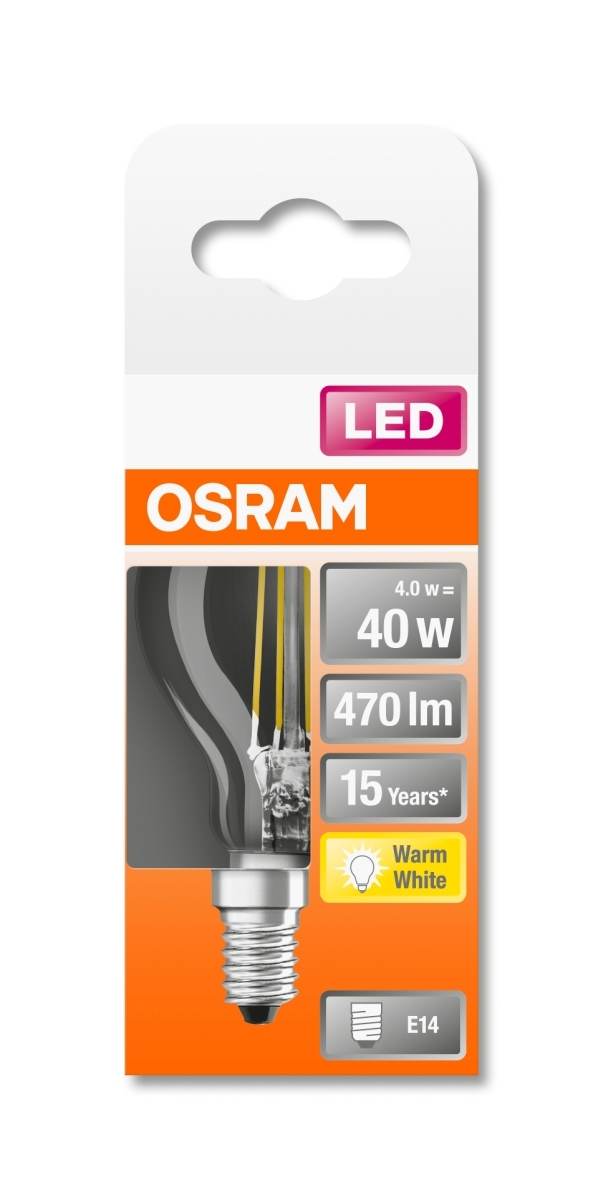 Osram LED Retrofit CLASSIC P, 4W = 40W, 470 lm, E14, 300°, 2700 K | OSRAM_436527