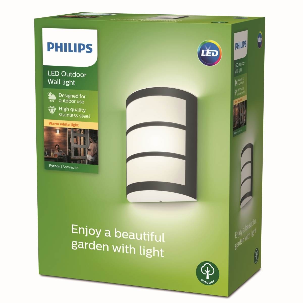 Philips Python Wandleuchte, Aussenleuchte, 450-500lm, 2700K oder 4000K ...