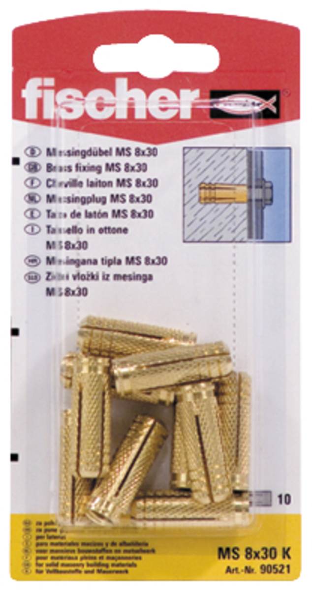 Fischer 5 Stück Messingdübel MS K, Spreizdübel mit metrischem Gewinde ...