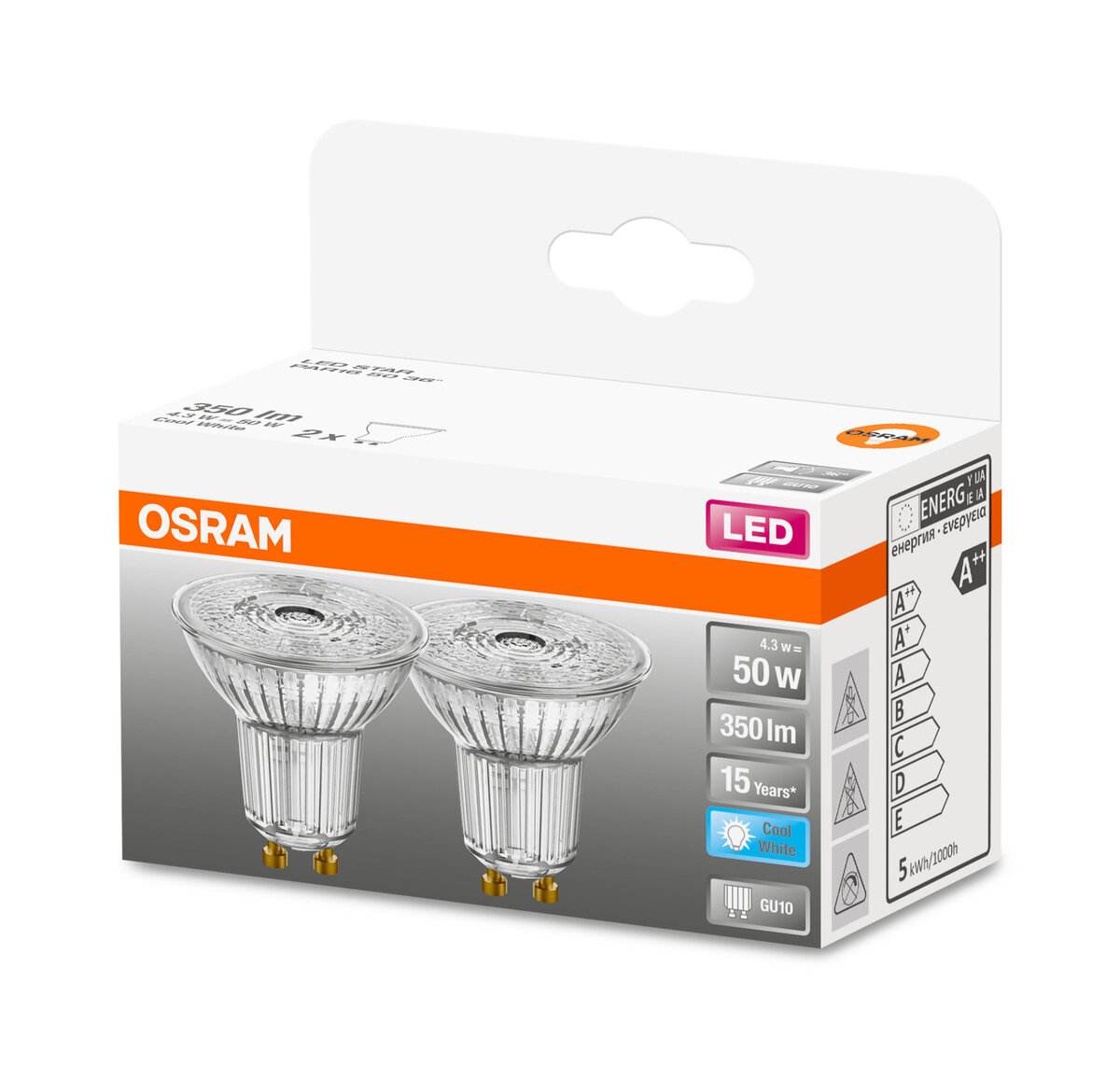 Osram LED Lampe STAR PAR16 Leuchtmittel 4,3 W = 50 W 350 lm GU10 4000 K ... Osram LED Lampe STAR PAR16 Leuchtmittel 4,3 W = 50 W 350 lm GU10 4000 K ...