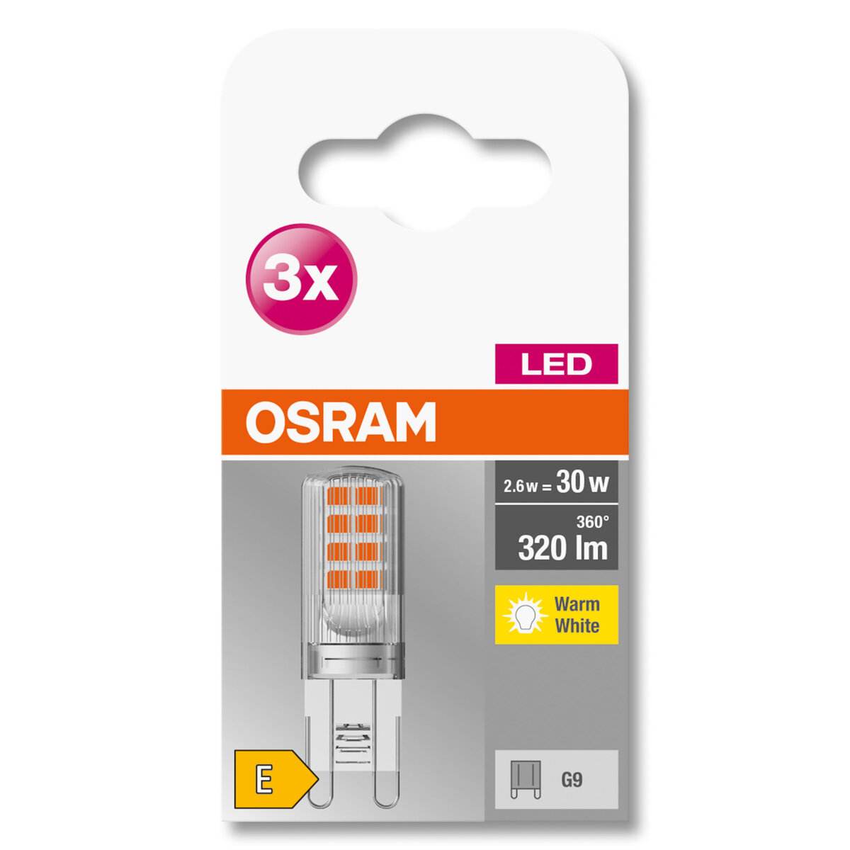 Osram LED BASE PIN G9, 2,6 W = 30 W, 320 lm, G9, 300 °, 2700 K | OSRAM ...