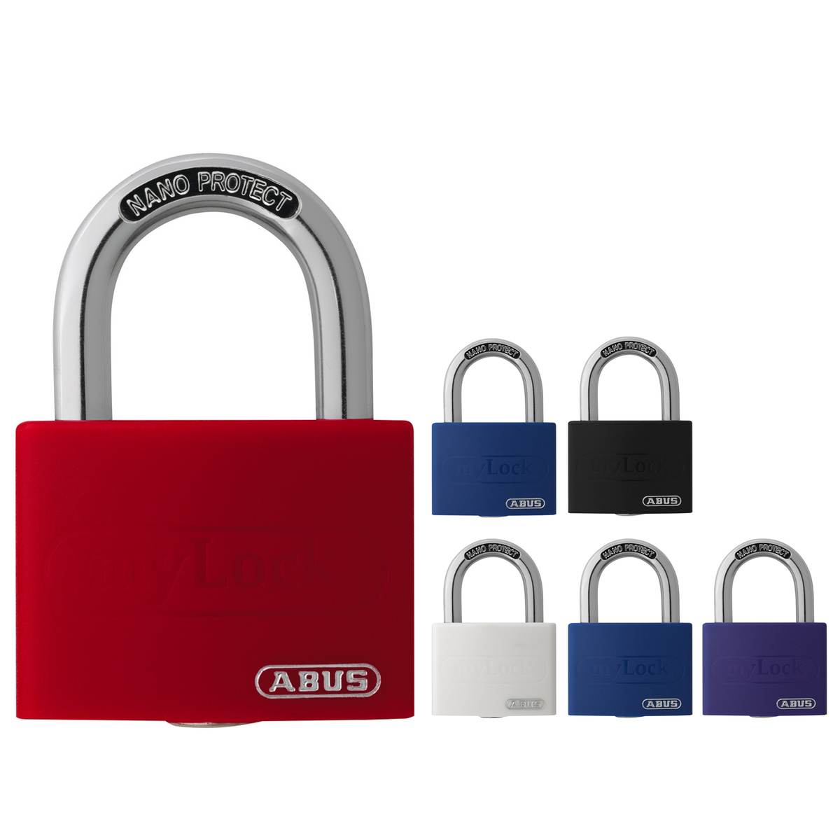 ABUS Aluminium-Hangschloss T65AL|40 myLOCK alle Farben für Schrank, Spind + 2 Schlüssel ...