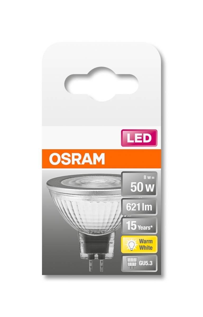 Osram LED STAR MR16 12 V, 8W = 50W, 621 lm, GU5.3, 36°, 2700 K | OSRAM_433762